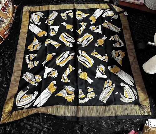 Large Square Oscardo Maxine Noel Scarf Black and Gold 30 X 30 Inches | eBay