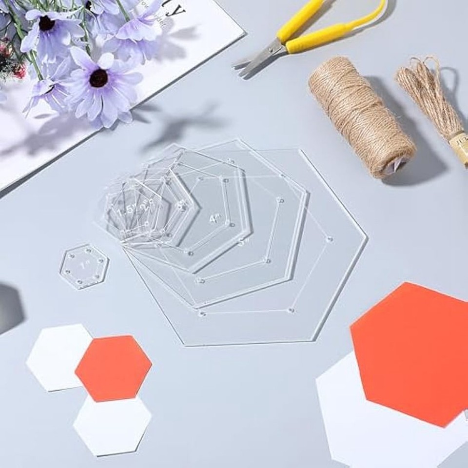 6Pcs Hexagon Quilting Template Acrylic Quilting Rulers & Templates ...