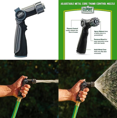 Expert Gardener Adjustable Metal Core Thumb Control Hose Watering ...
