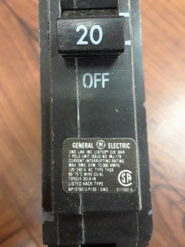 GE Circuit Breaker 20 AMP 1Pole THQB1120 RT-692 120/240V | eBay