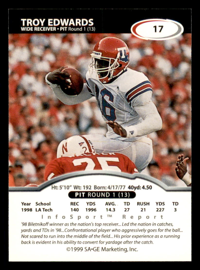 1999 SAGE - Troy Edwards #17 /4200 (RC) for sale online | eBay