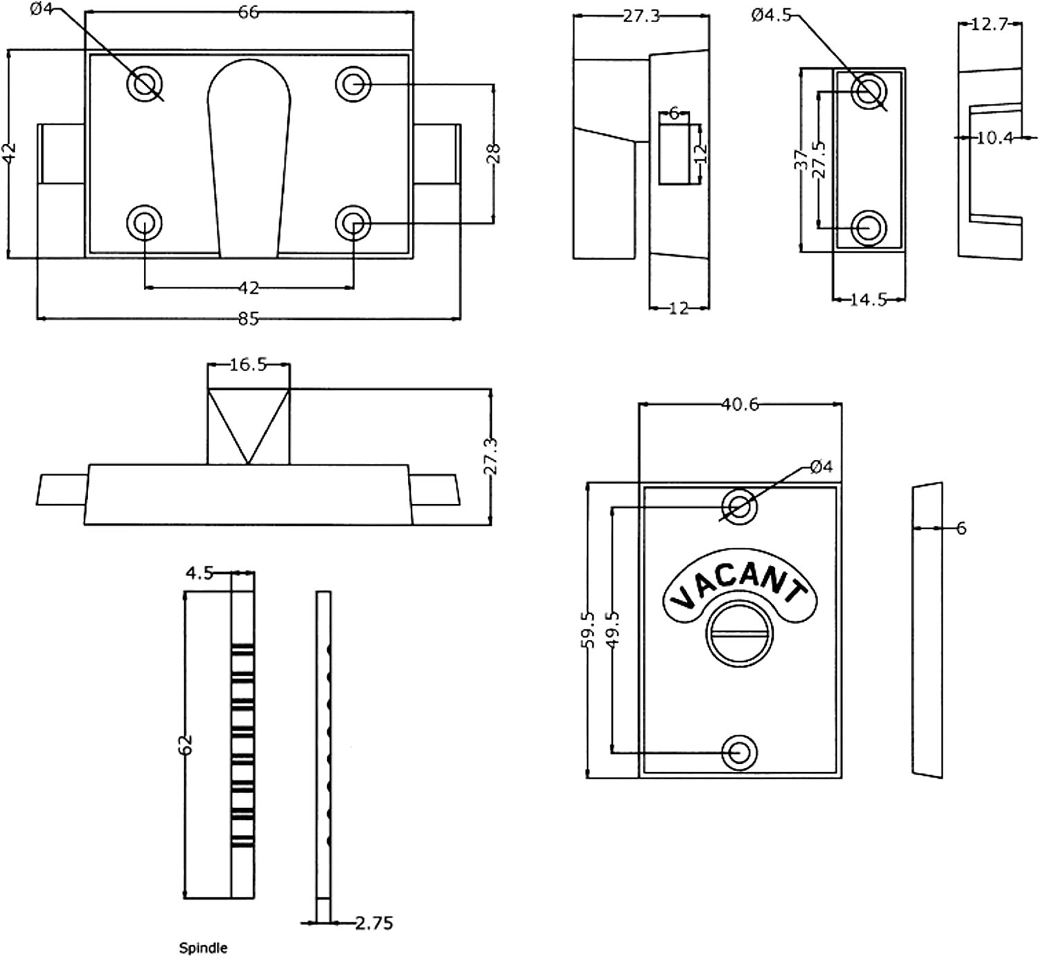 Bathroom Indicator Bolt Vacant Engaged Privacy WC Toilet Door Lock ...