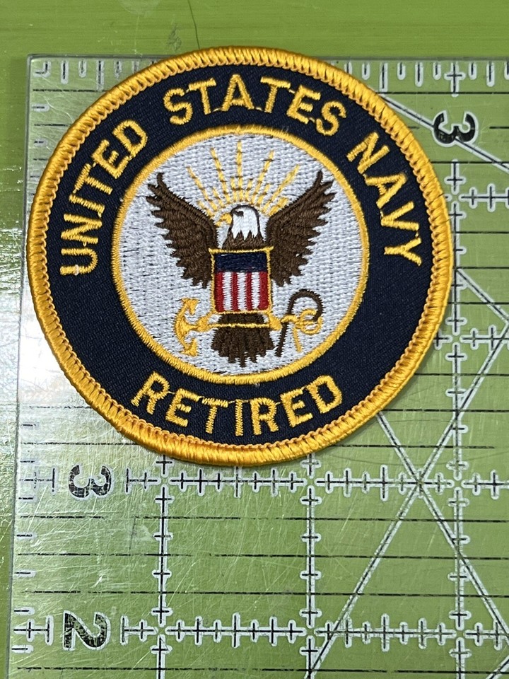United States Navy Retired Patch USN Naval Military Eagle Flag Insignia ...