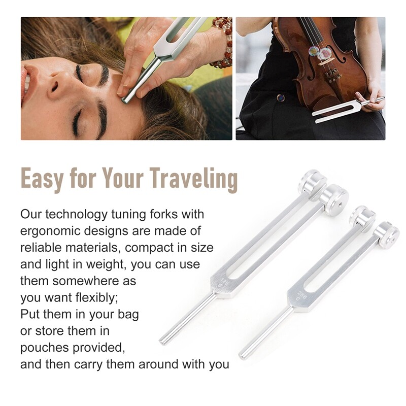 4 Pack Tuning Fork Set(128 Hz,256 Hz,512 Hz,528 Hz)with Tuning Fork ...