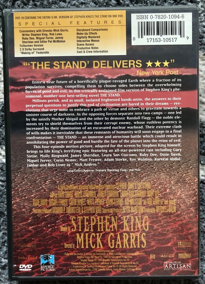 Stephen King’s~The Stand~DVD, 2001, Special Edition~ 17153105179| eBay