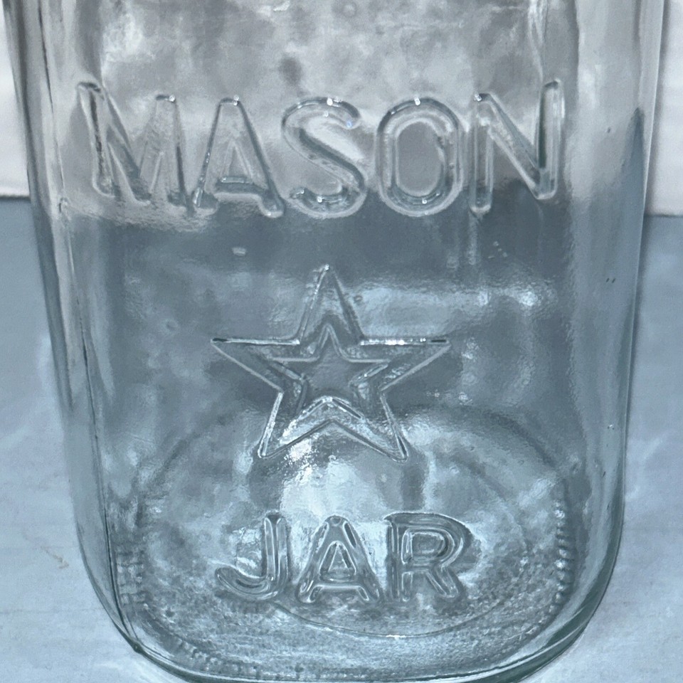 Vintage Mason Star Jar, Clear Glass Quart 1930-50s, Square, EUC | eBay
