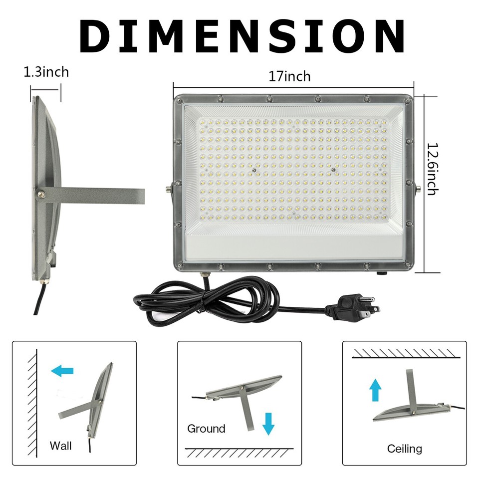 300W LED Flood Light Outdoor Super Bright Waterproof 6500K Daylight ...