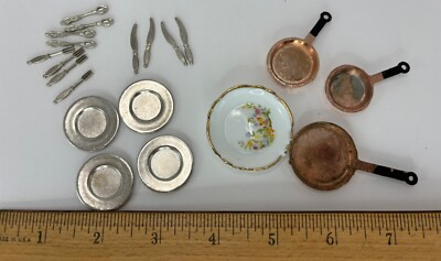 Miniature Doll House Kitchen Utensils Plates And Pans | eBay