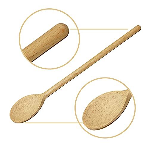 12 Inch Long Wooden Spoons for Cooking - Oval Wood Mixing Spoons for ...