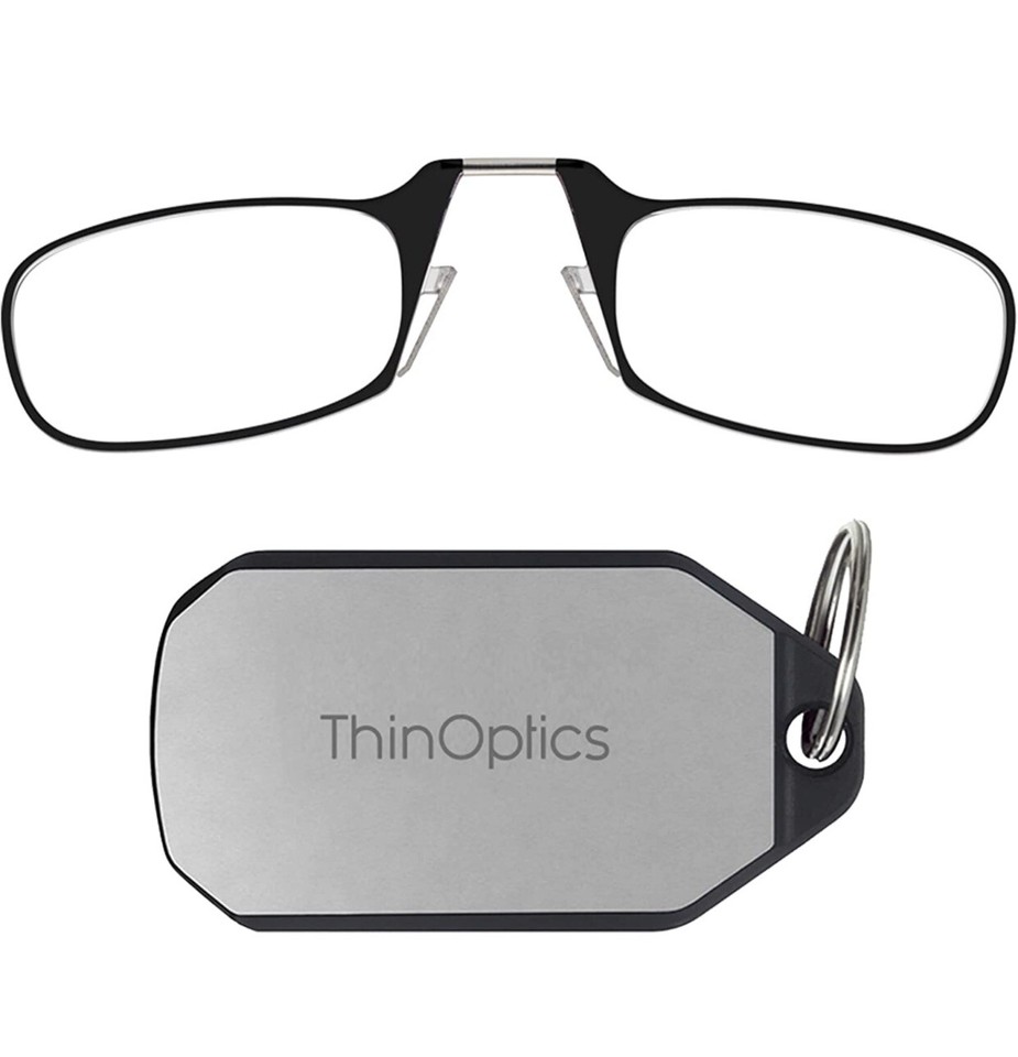 ThinOptics Keychain Case and Readers Rectangular Reading Glasses +1.0 ...