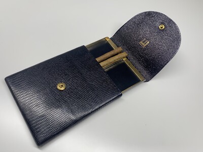 dunhill paris elegant genuine lizard black cigarette/cigarillo case ...