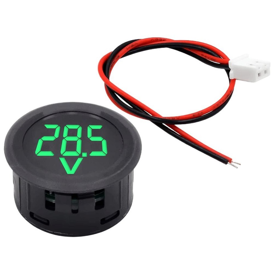 Car Voltmeter DC4-100V LED Digital Display Round Two Wire panel Voltage ...