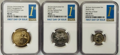 Lot Of 3 NGC Graded ( MS66, MS66FT & MS67)-From 20 Coin Set- As Shown ...