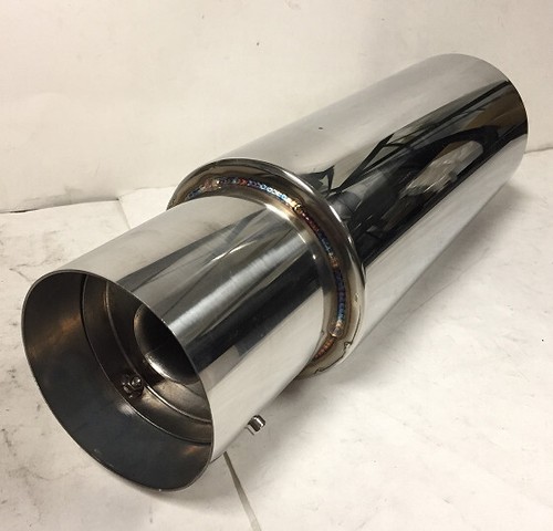 Universal 4" Tip JDM N1 Style 2.5" Inlet Stainless Steel Muffler Weld ...