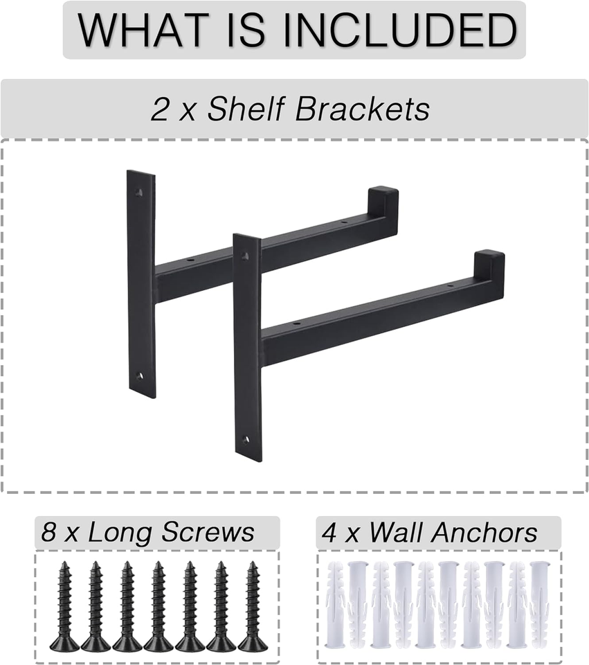 2 Pcs Steel Heavy Duty Shelf Brackets Wall Mounted Industrial Metal ...