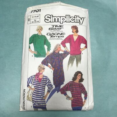 Simplicity Vintage Pattern #7701 - Misses' Knit Tops - Size 12/14 | eBay