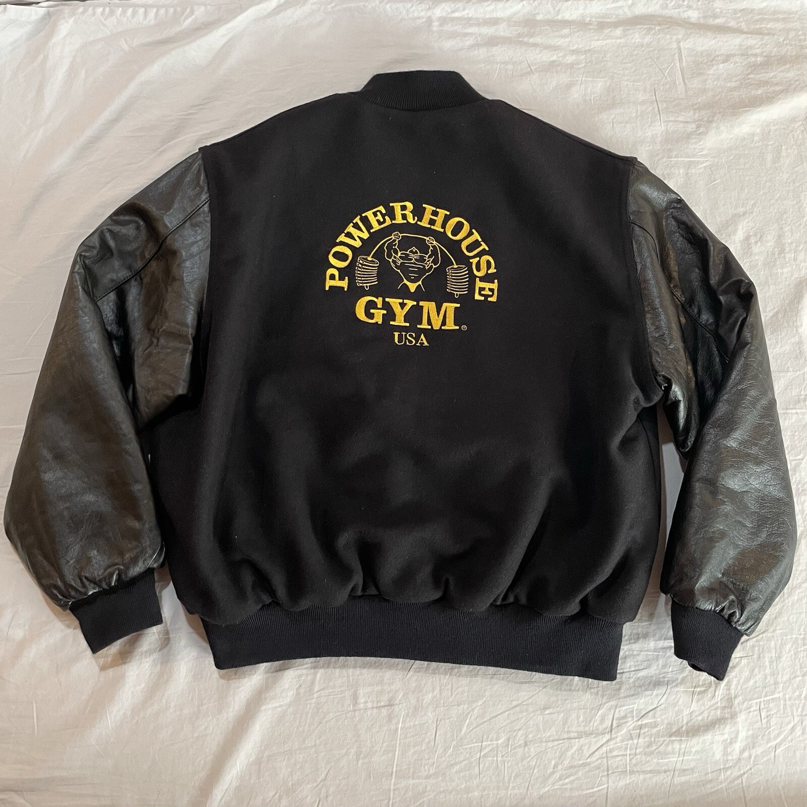 Vintage Powerhouse Gym Varsity Jacket Mens 2XL Leathe… - Gem