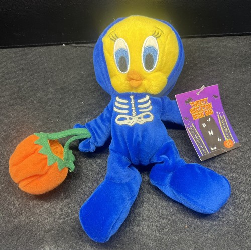 1999 Warner Bros Studio Store Skeleton Tweety Bird Mini Bean Bag-Beanie ...