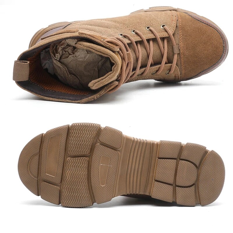 Mens Military boots Work Safety Shoes Steel Toe Bulletproof Boots ...