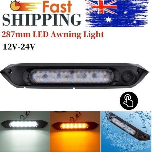 BLACK WITH SWITCH 287mm DUAL LED BUG LIGHT 12-24V AWNING LIGHT AMBER ...