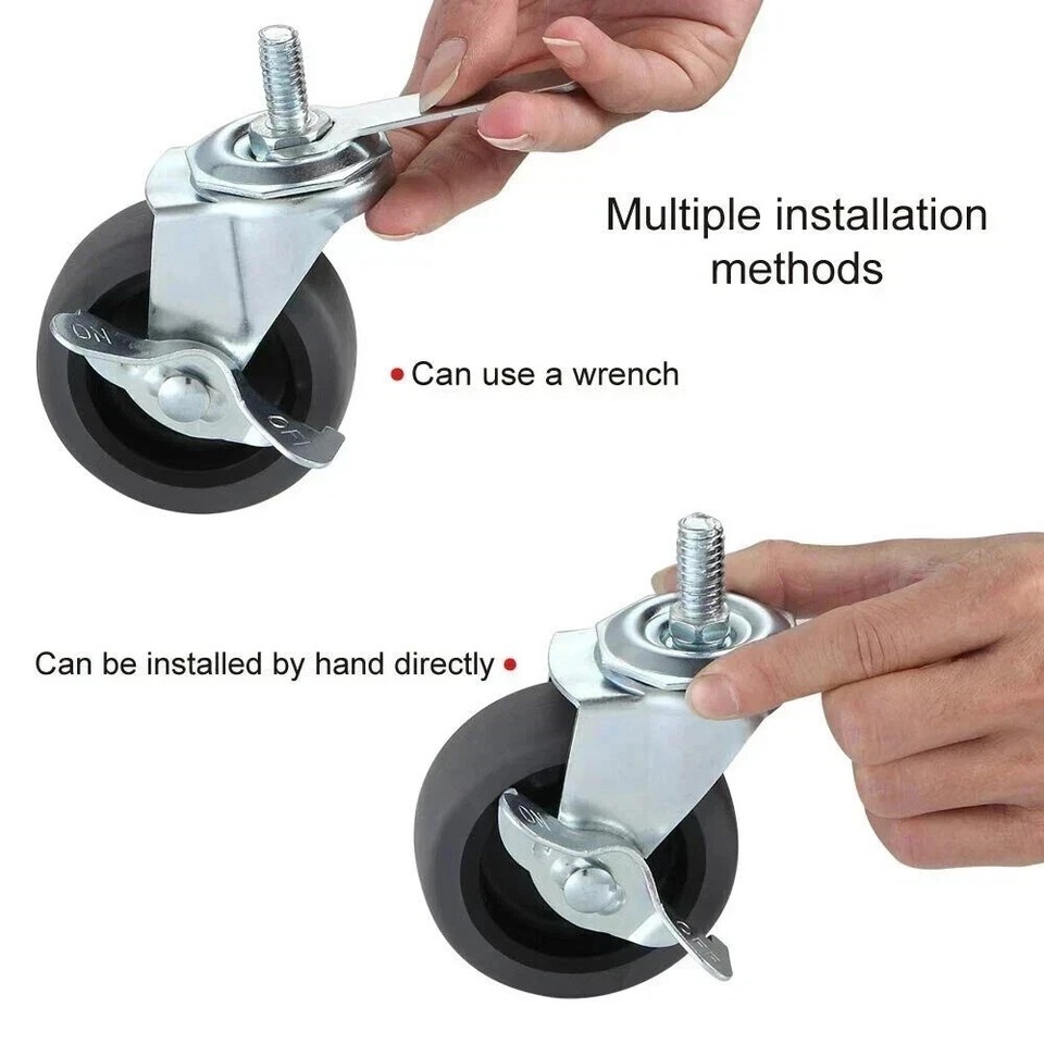 3 Inch Caster Wheels Threaded Stem Casters Set of 4 Heavy Duty Swivel ...