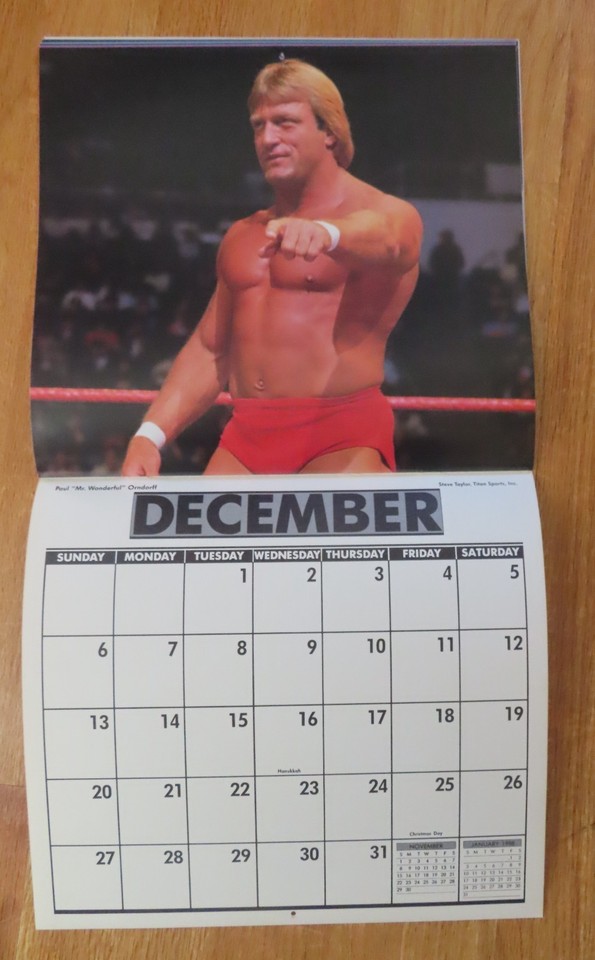 1987 Wrestling Calendar HULK HOGAN RICKY STEAMBOAT KING KONG BUNDY ...