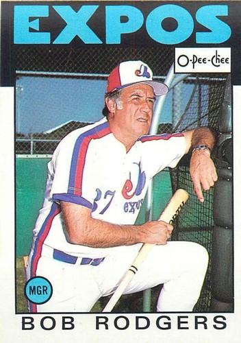 1986 O-Pee-Chee #141 Bob Rodgers Montreal Expos Baseball Card Manager ...