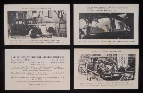 1950s? 4 Cards WW2 Hitler's Armoured Car 1943 Mecedes Berchtesgaden ...