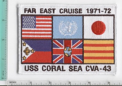 USS CORAL SEA CV-43 FAR EAST CRUISE 71-72 1971-1972 NAVY PATCH CVA-43 ...