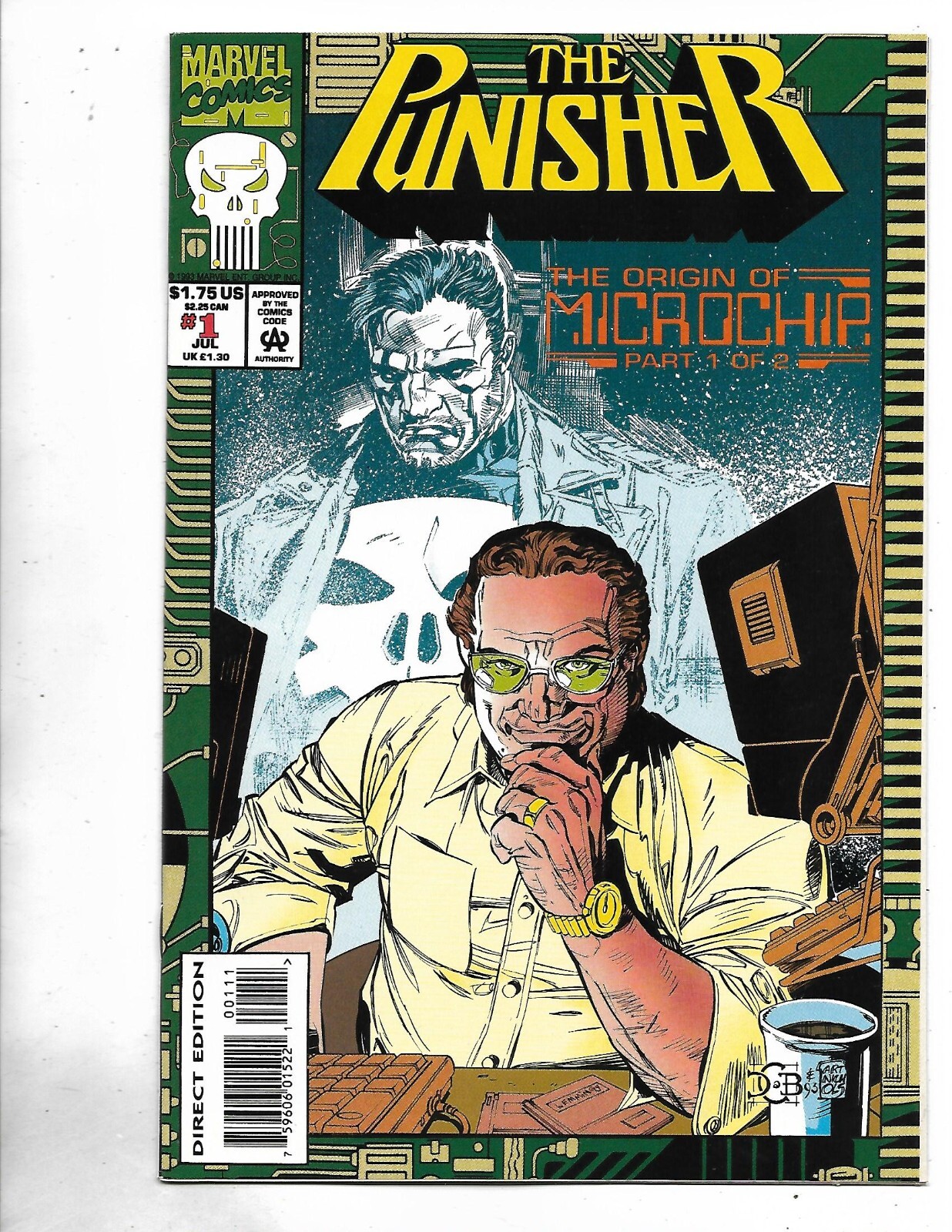 Punisher: Origin of Microchip #1, 1993, NEAR MINT, 9.4, Stan Lee era ...
