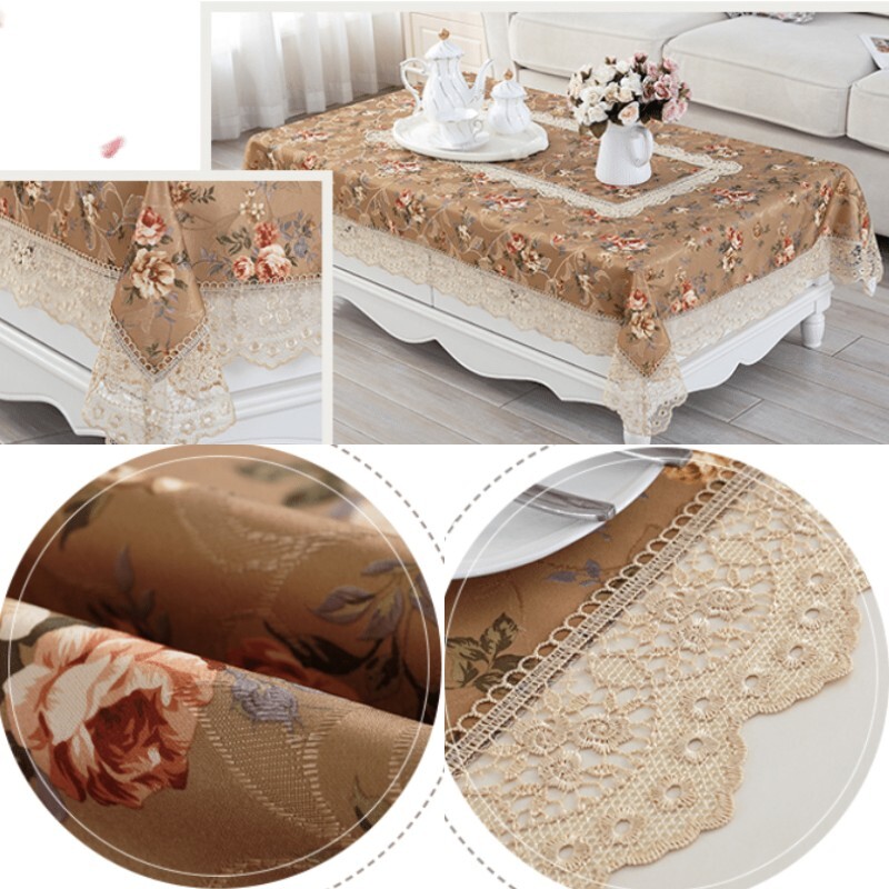 Lace Jacquard Floral Table Covers Tablecloth Kitchen Dining Decor ...