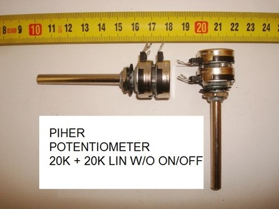 CARBON PIHER POTENTIOMETER POTENTIOMETER.20K + 20K LIN S/I W/O ON/OFF ...