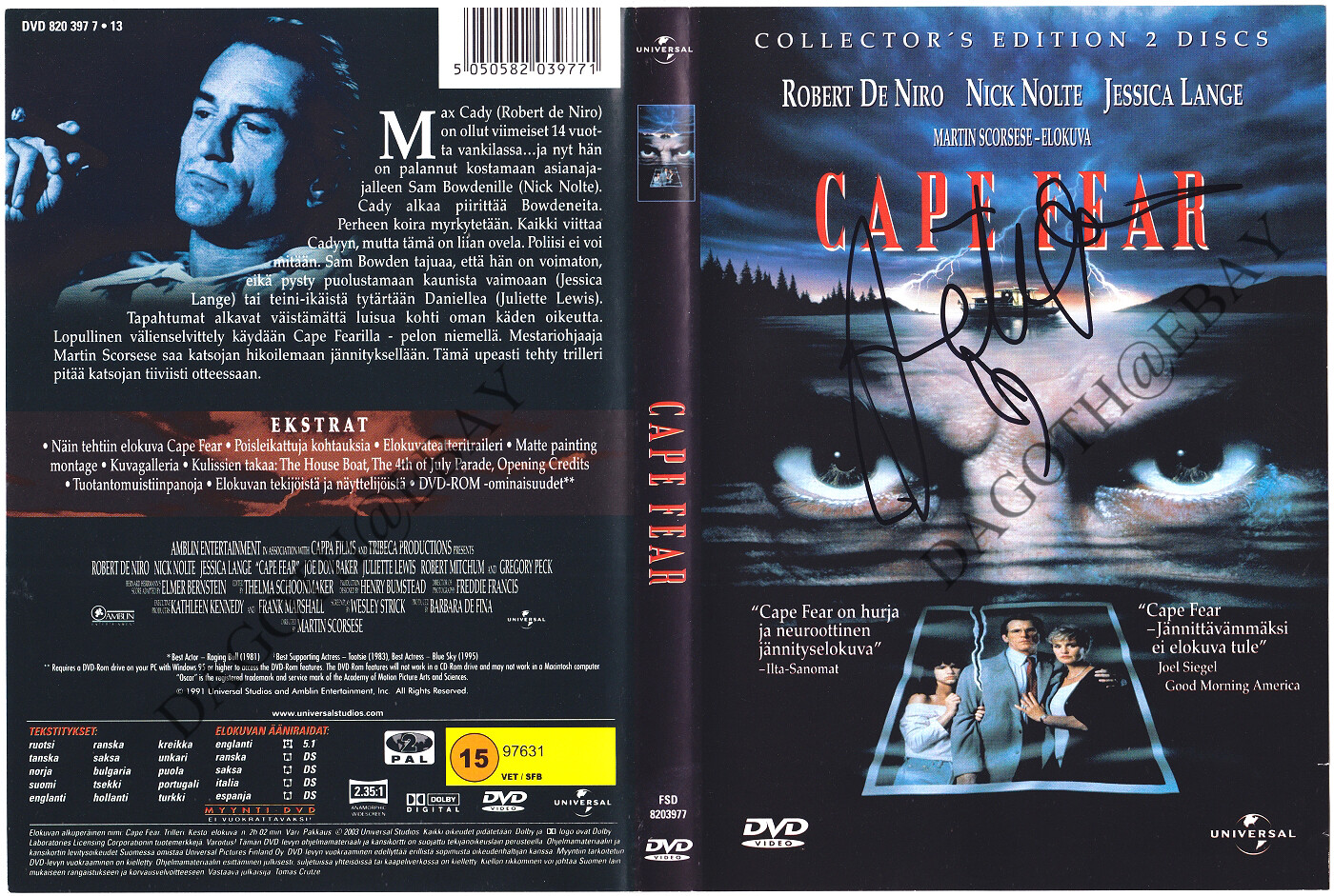 JULIETTE LEWIS Cape Fear STRANGE DAYS Natural Born Killers DVD ...