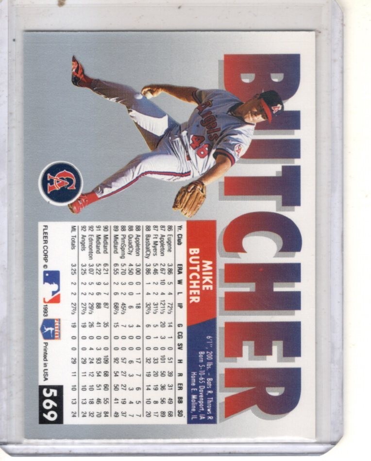 1993 Fleer - #569 Mike Butcher Los Angeles Angels baseball card | eBay