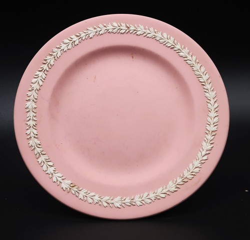 Vtg Pink Wedgwood Jasperware Metal Footed Cake Plate Bas-Relief Laurel ...