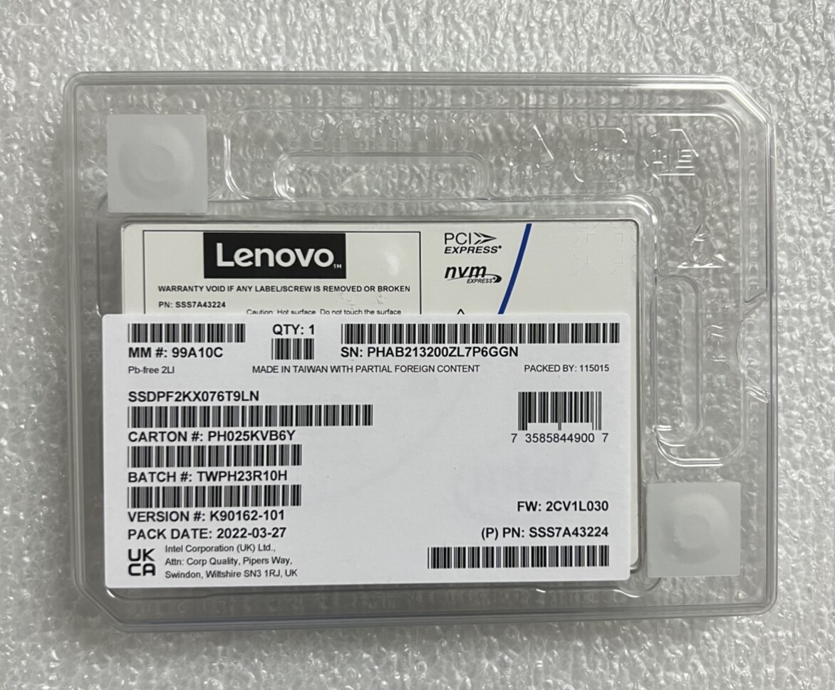 Lenovo 7.68TB INTEL D7-P5500 SERIES 2.5"NVMe GEN 4 SSD DRIVE ...