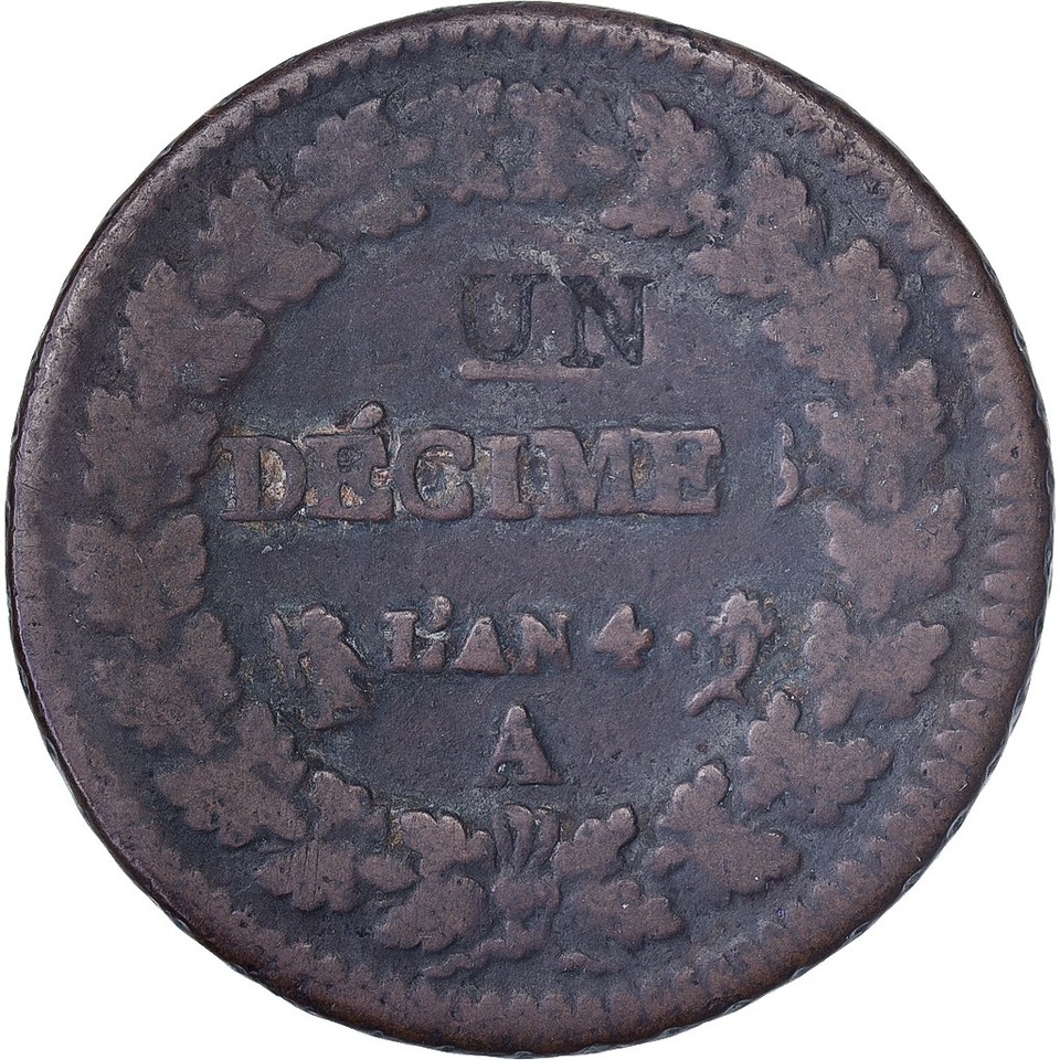 [#137247] France, 1 Décime, Dupré, AN 4, Paris, Modification du 2 ...