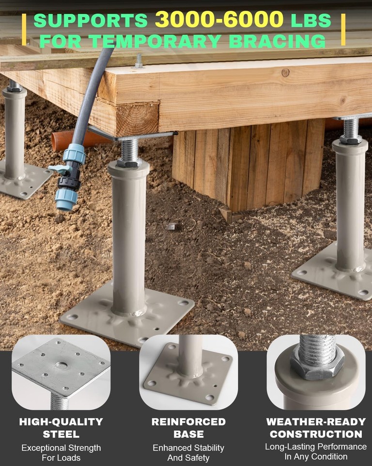 4 Pack House Floor Jacks, Adjustable Jack Post for Leveling, 13"-16 ...