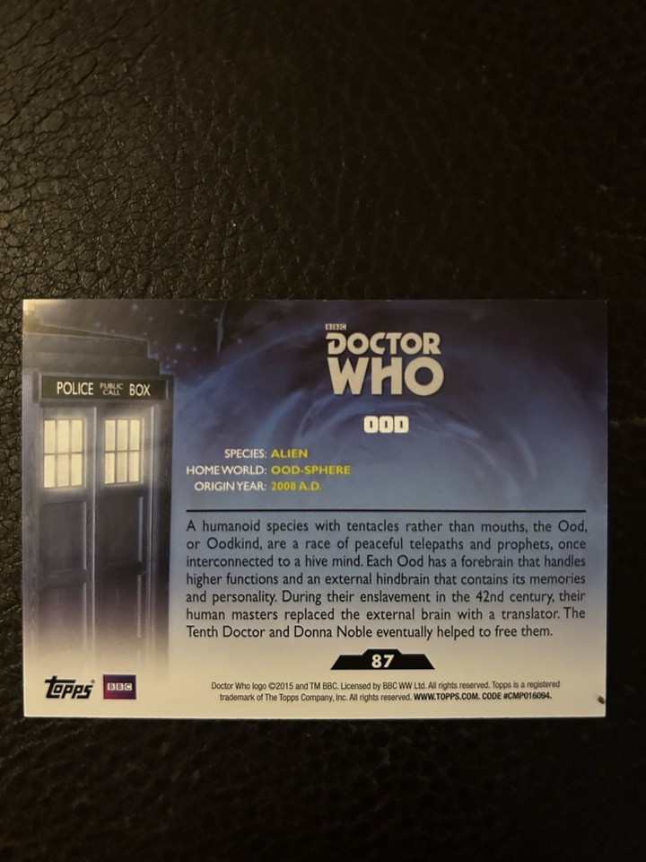 2015 Topps Doctor Who Matt Smith Eleventh Doctor Gold Parallel Tardis ...