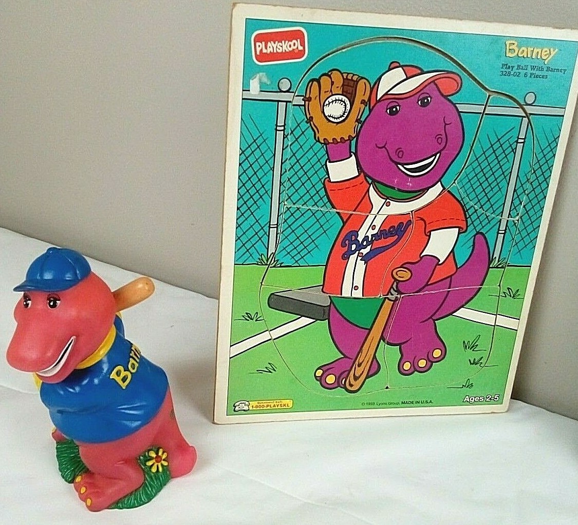 1982 Barney Baseball Coin Bank and Wood Tray Puzzles,Camping,Jungle | eBay