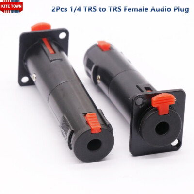 2x Black Solderless 1/4 TRS to TRS Female Locking Jacks Plug for D ...