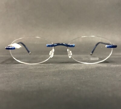 Safilo SD 124/B 636 Eyeglasses Frames Blue Round Oval Rimless 49-16-135 ...