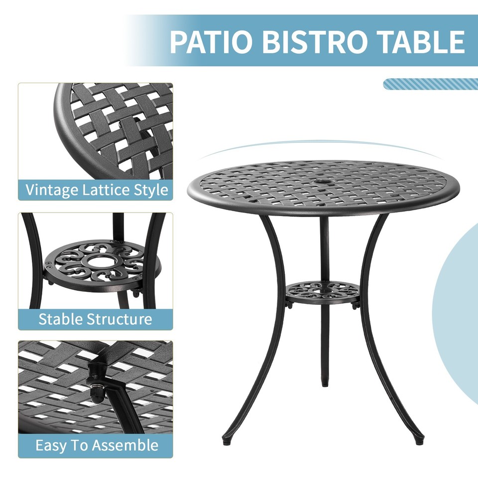 3 Piece Black Outdoor Bistro Set 2 All Weather Table and Chairs | eBay
