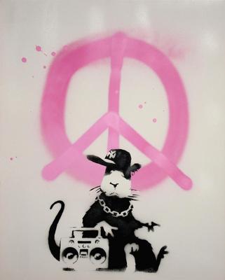 BANKSY STREET ART CANVAS PRINT Gangsta rat peace 8"X 12" stencil poster ...