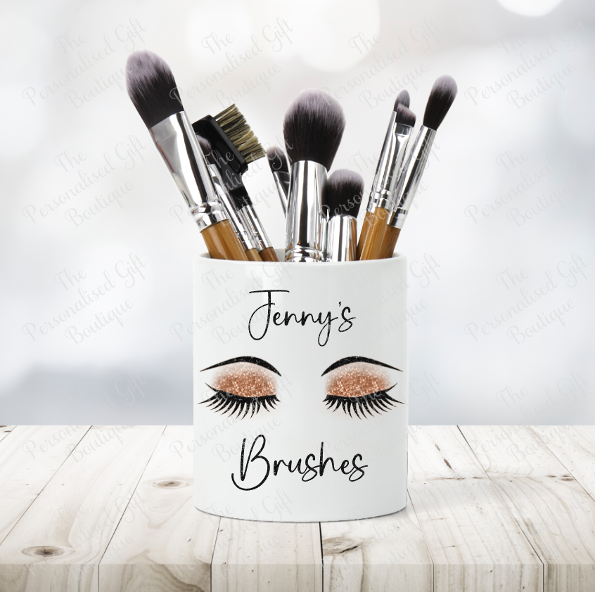 Personalised Eyelashes Ceramic Storage Pot Make Up Brush POT Birthday ...