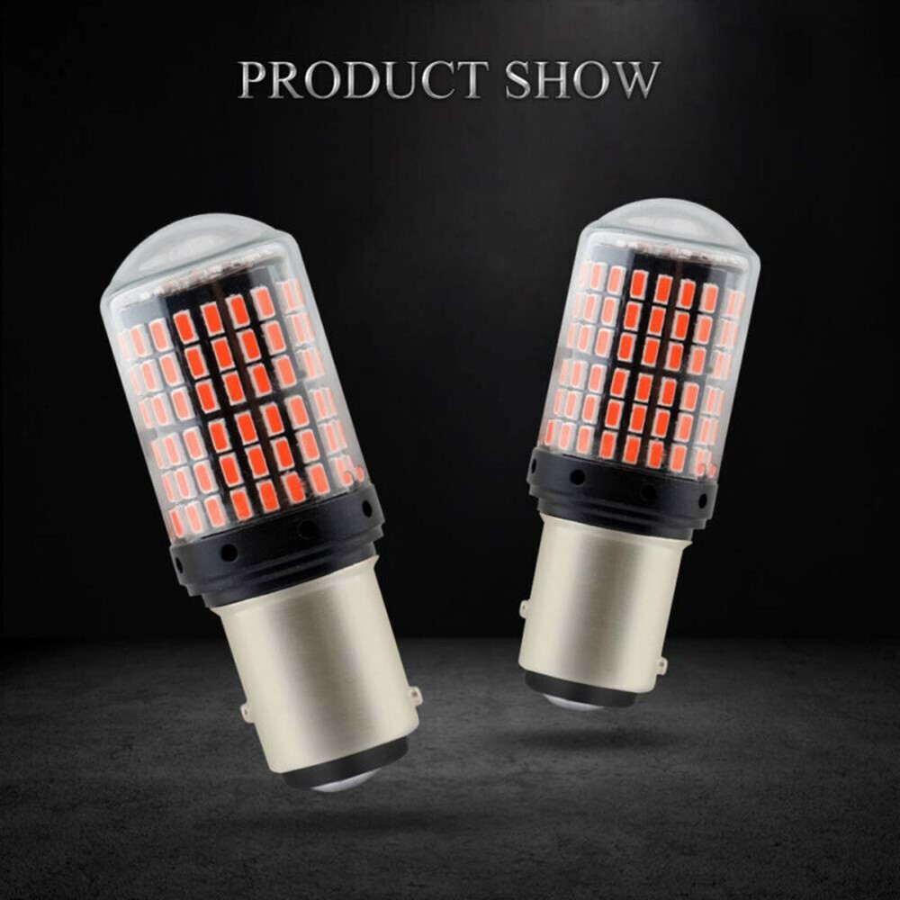 2pcs Car BAY15D 1157 LED Canbus Light 3014 144SMD Bulb Red Lamp ...