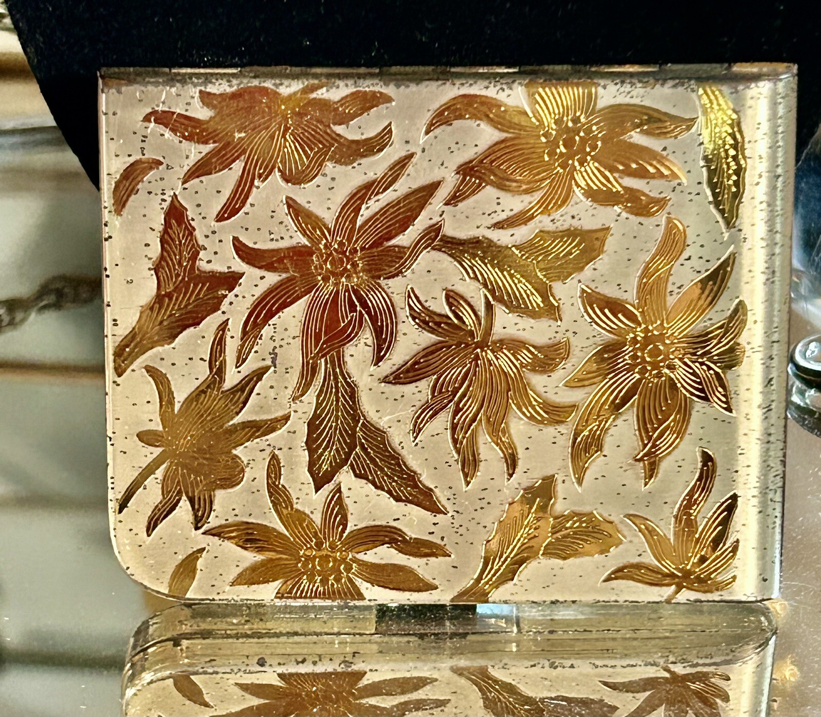 Antique Elgin American 1930s Compact Powder Mirror Case Engraved Gold ...