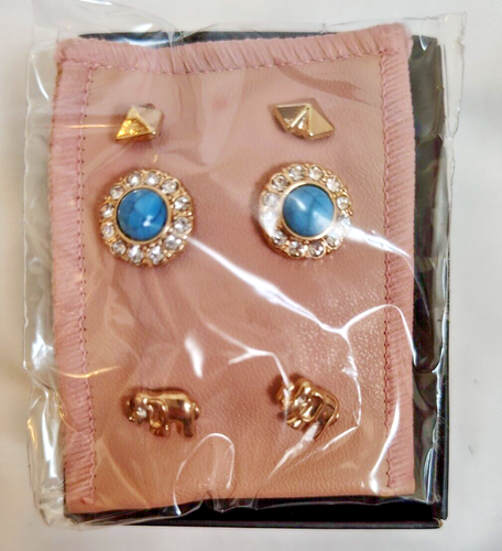Avon Good Fortune Trio Stud Earrings - Elephants, Pyramids, Blue ...