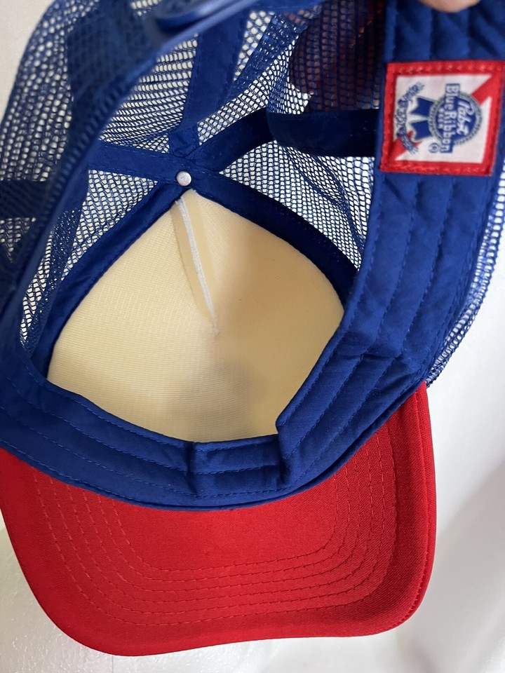 Pabst Blue Ribbon Beer Trucker Hat Red White Blue Baseball Throwback ...