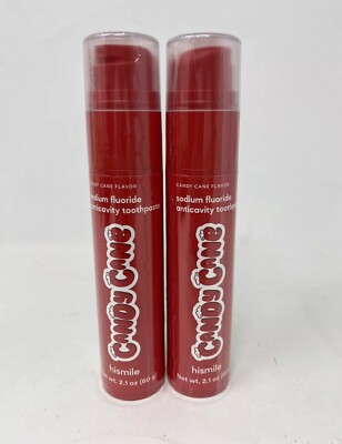 (x2) -HISMILE 2.1oz CANDY CANE FLAVOR FLUORIDE TOOTHPASTE-EXP. 06/2026 ...